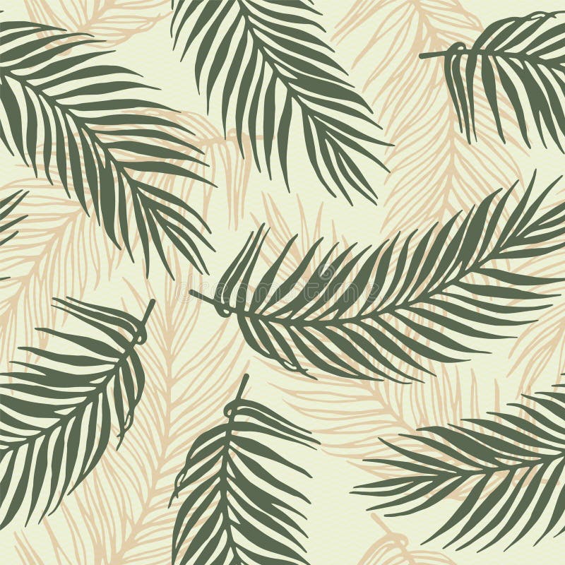 Repeat Tropical Palm Leaves Vector Pattern. Botanical Elements Over ...