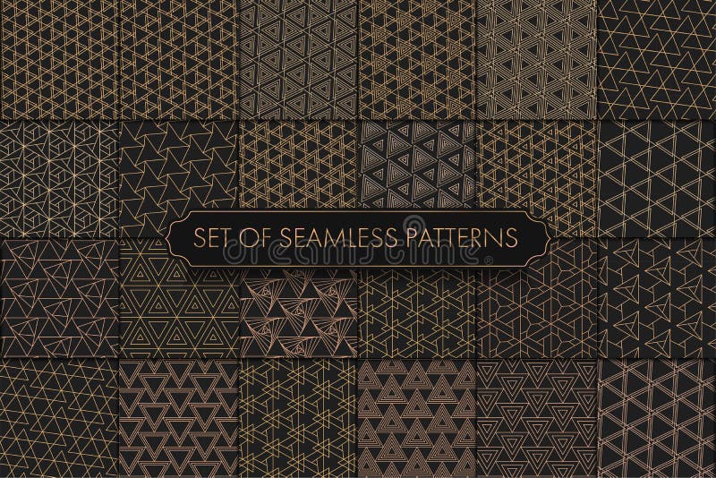 Repeat White Graphic Gold Decor Texture. Seamless Simple Vector Black ...