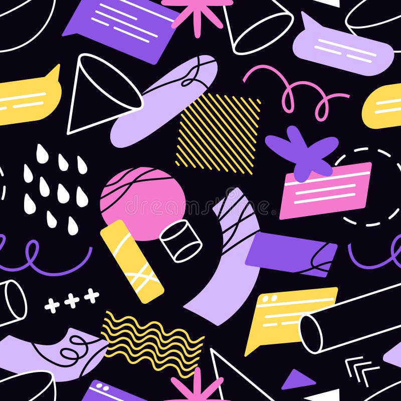 Repeatable Pattern of Different Doodles, Speech Bubbles, Outline ...