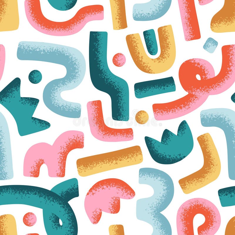 Repeatable Pattern of Funny Geometric Shapes in Doodle Style. Endless ...