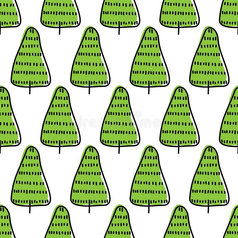 Pattern of Green Trees with Detailed Textures on a White Background for ...