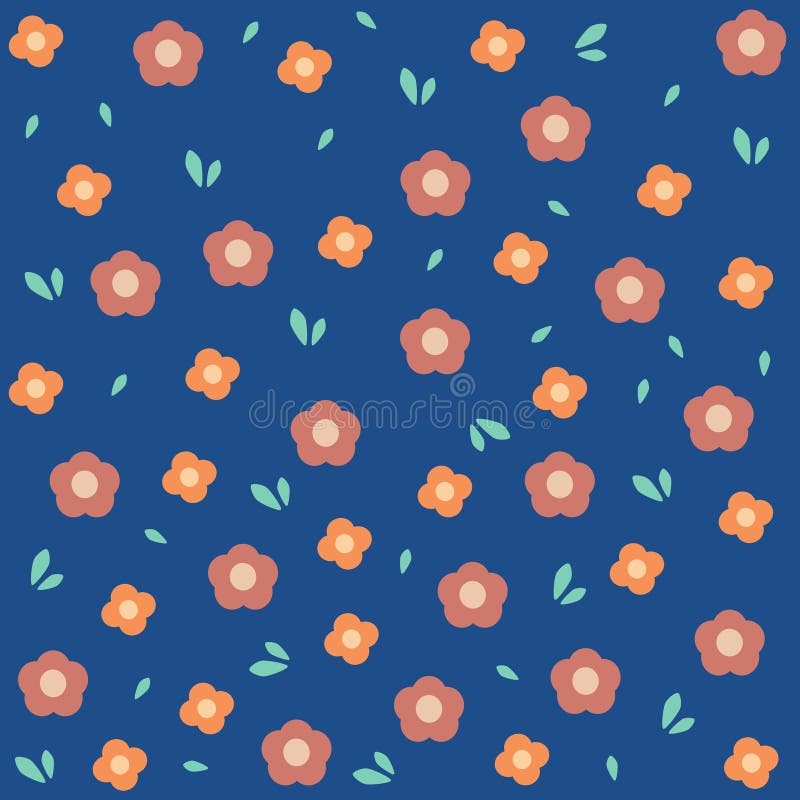 Repeated Cartoon Flowers and Leaves Seamless Pattern. Stock Vector ...