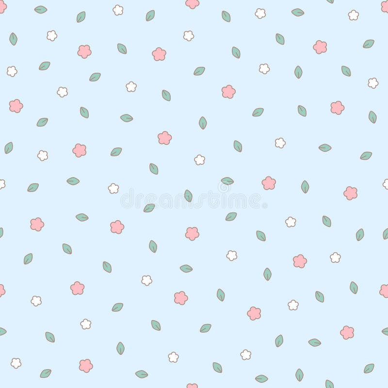 Repeated Cartoon Flowers and Leaves Seamless Pattern. Stock Vector ...