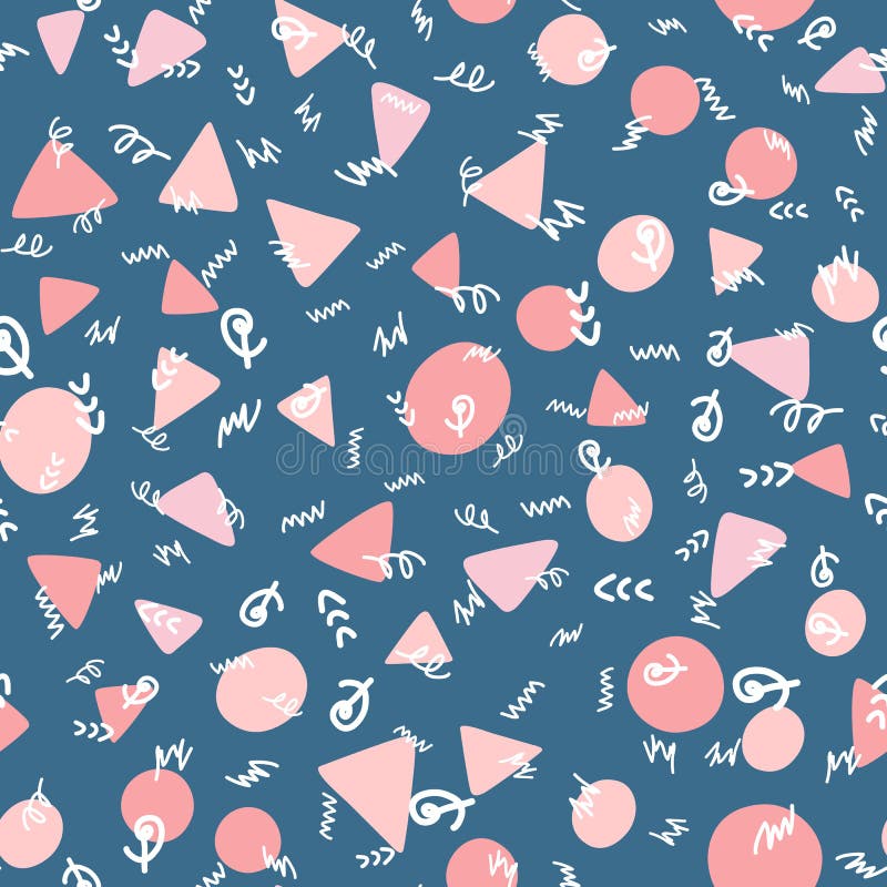Repeated Geometric Shapes and Scribbles Drawn by Hand. Abstract Trendy ...