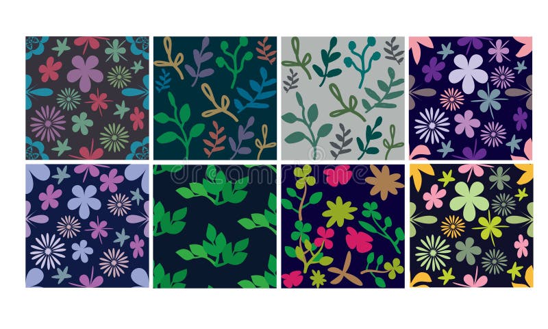 Repeated Pattern Bundle Pack, Flowers Leaves Vector Pattern Pattern ...