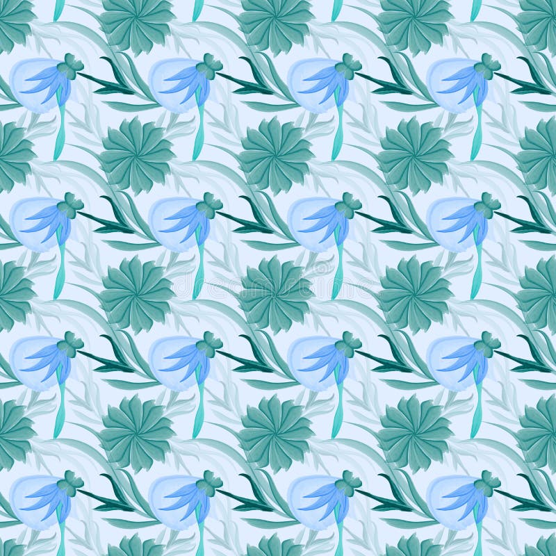 Repeated Pattern with Watercolor Leaf Shapes, Design Suitable for ...