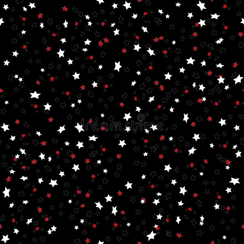 Repeated Red and Black Stars Cute Seamless Pattern for Kids. Red, Black ...