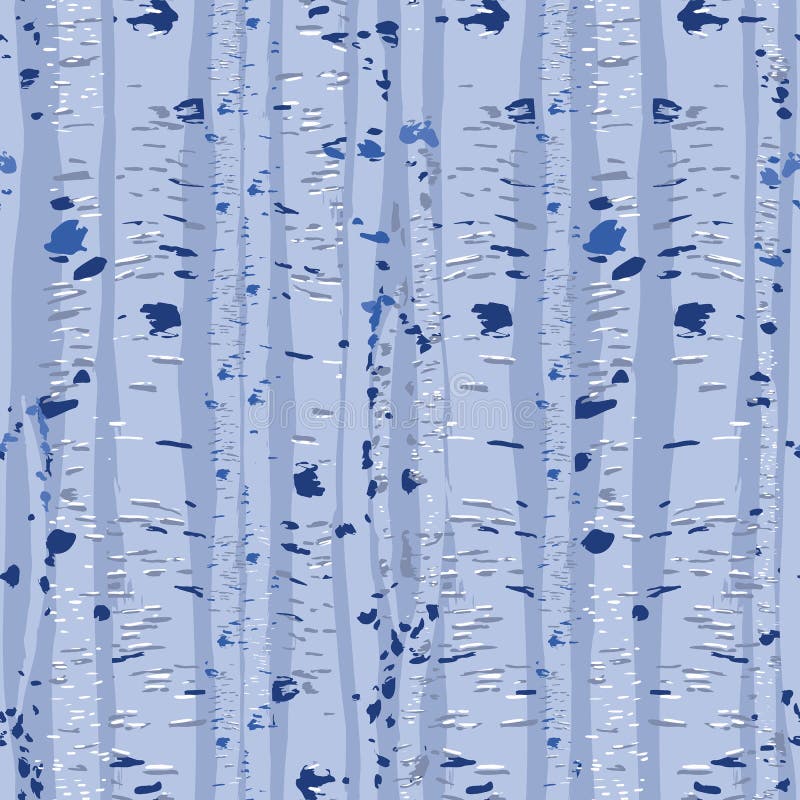 Repeated Seamless Pattern of Blue Birch Trees Stock Vector ...