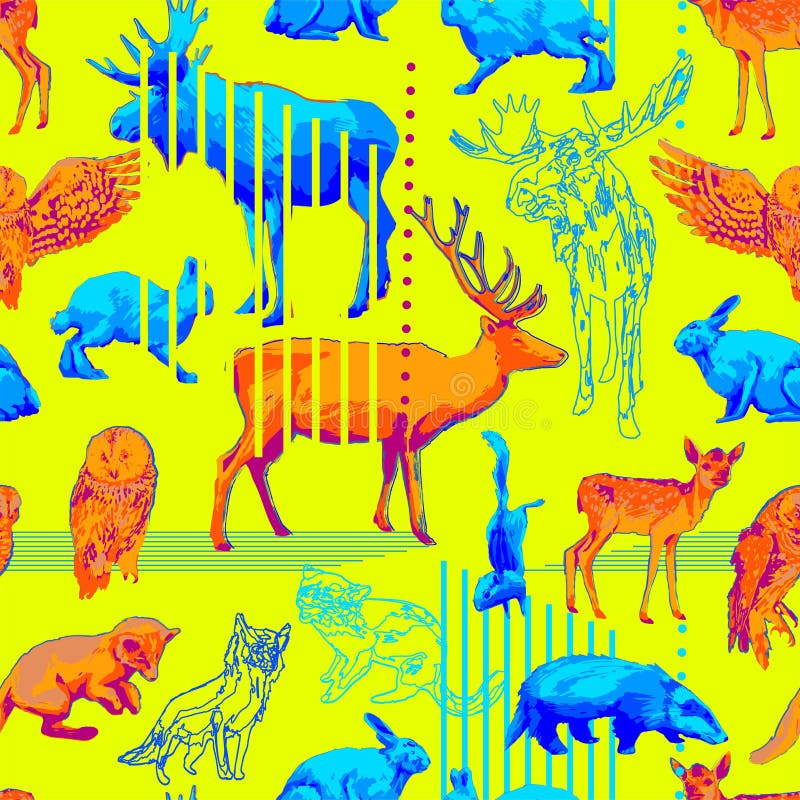 Repeated Seamless Pattern of Different Forest Animals Stock Vector ...