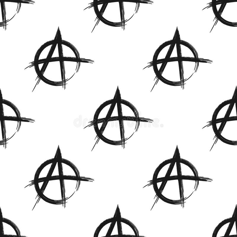 Repeated Sign of Anarchy. Seamless Pattern. Painted by Hand with Rough ...