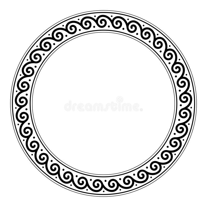 Repeating Spiral Pattern, Circle Frame and Decorative Circular Border ...