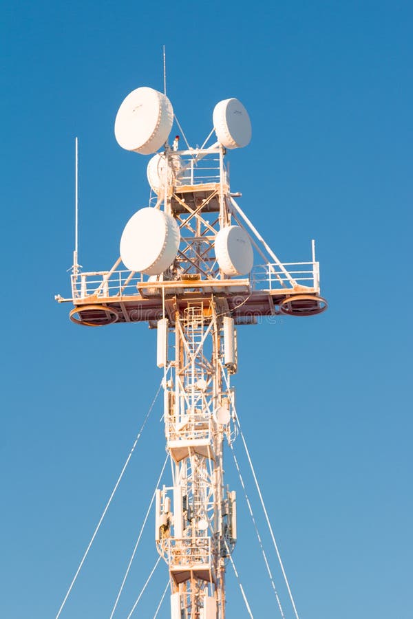 Repeater Covered with Frost on the Background of the Winter Sky Stock ...