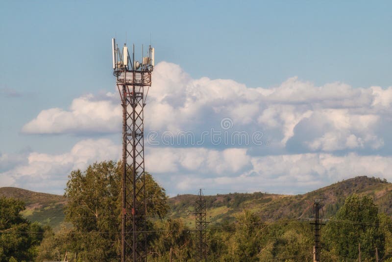 Tower with Antennas of Cellular Communication. Stock Image - Image of ...