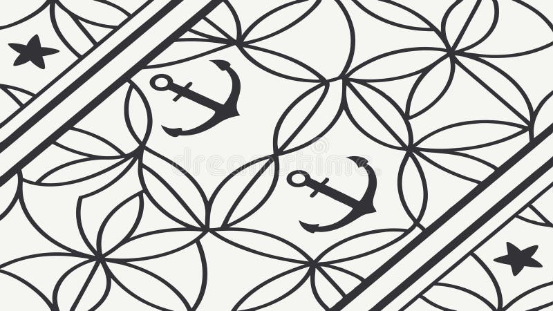 Repeating Anchor and Floral Pattern Nautical Design, Vector Design ...