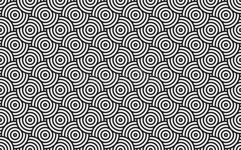 Repeating Black Circular Arc Pattern in White Grid Stock Illustration ...