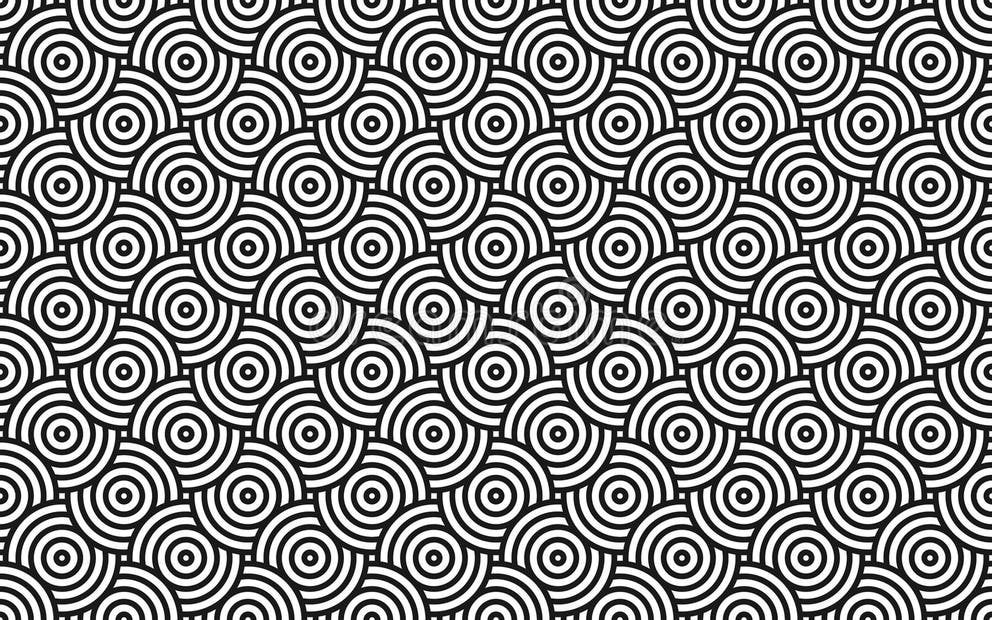 Repeating Black Circular Arc Pattern in White Grid Stock Illustration ...