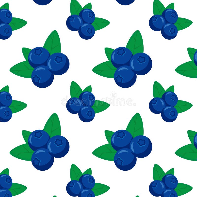 Repeating Blueberry Pattern on a White Background Stock Vector ...