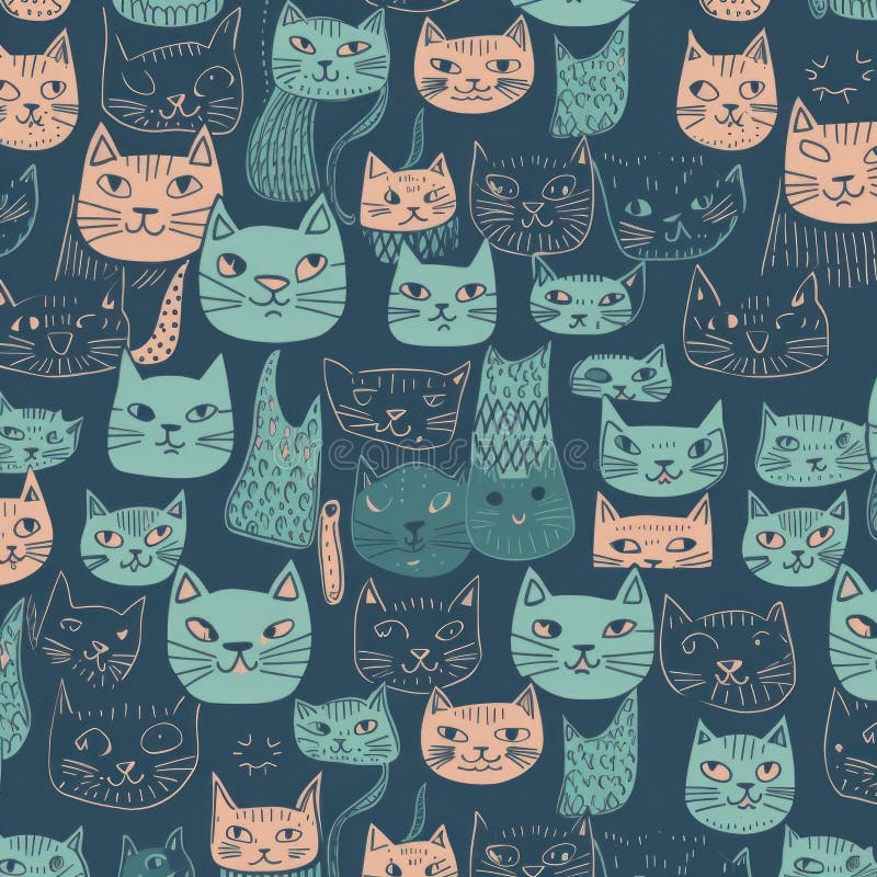 Repeating Cat Pattern.Neural Network AI Generated Stock Illustration ...