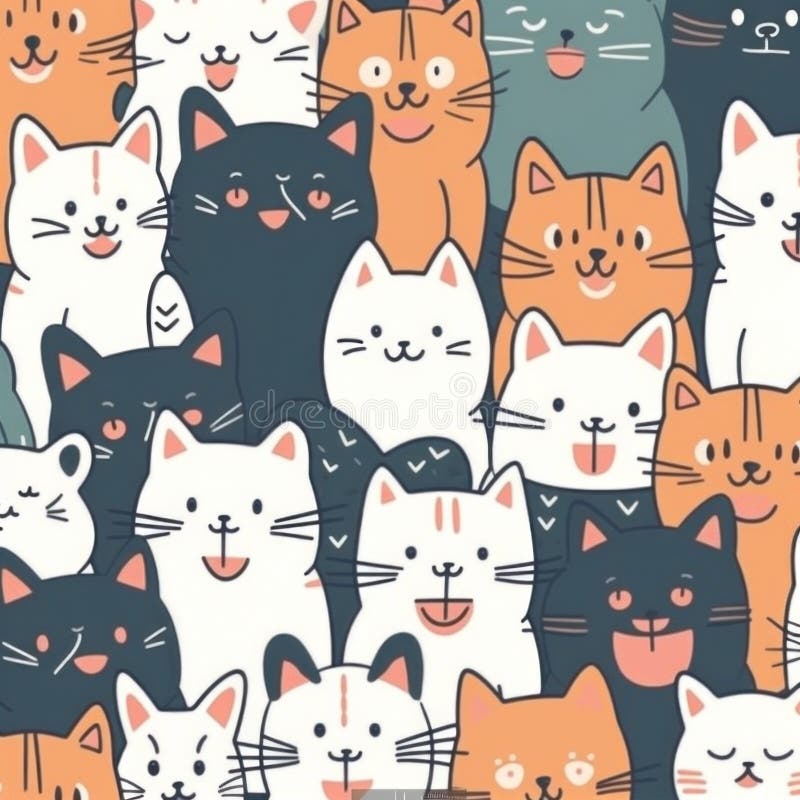 Repeating Cat Pattern.Neural Network AI Generated Stock Illustration ...