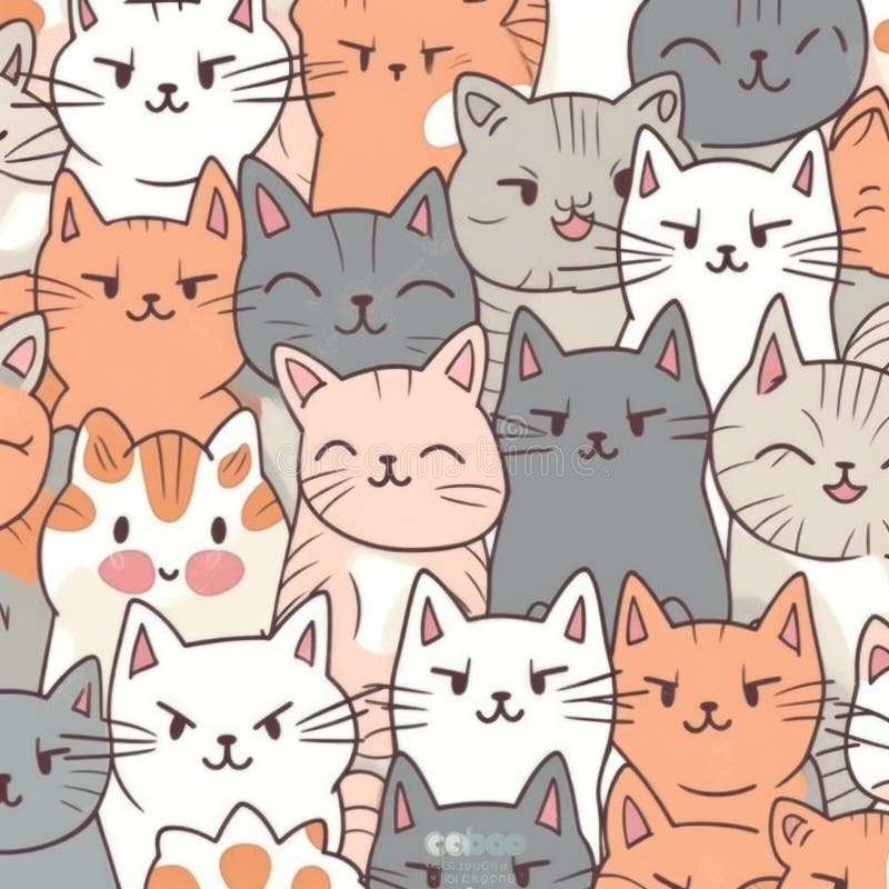 Repeating Cat Pattern.Neural Network AI Generated Stock Illustration ...