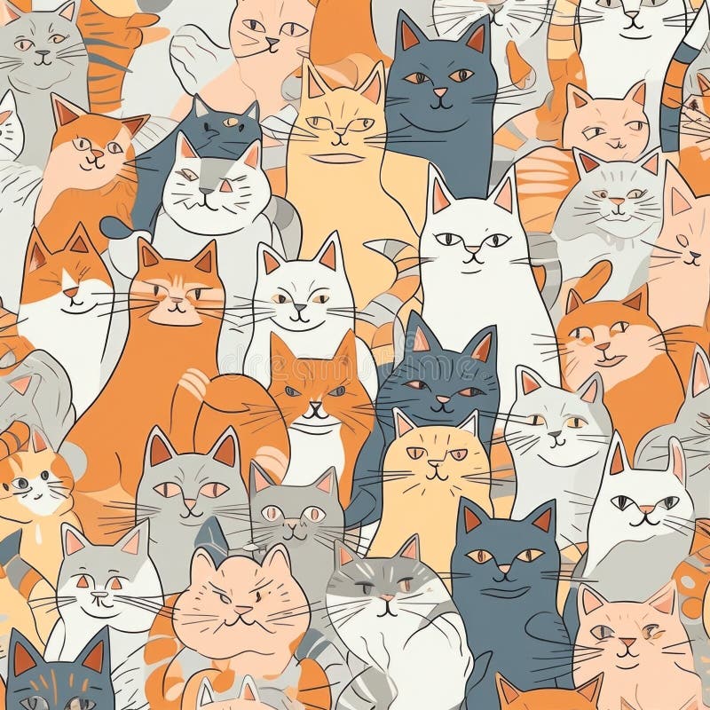 Repeating Cat Pattern.Neural Network AI Generated Stock Illustration ...