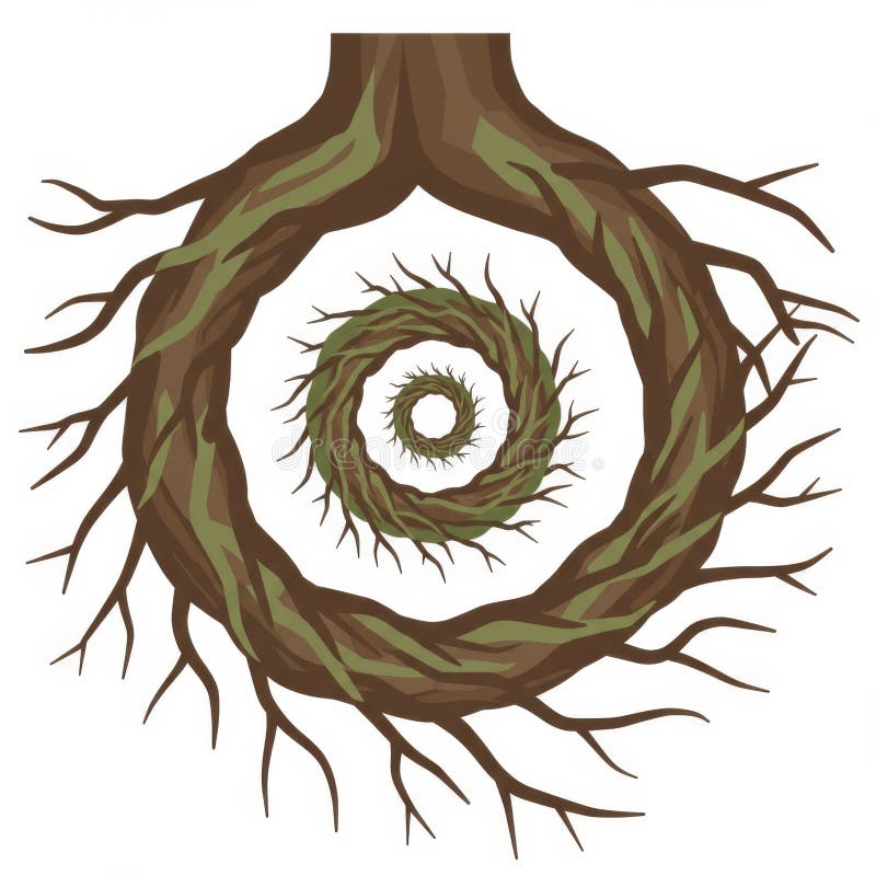 Repeating Circular Tree Roots Graphic Pixel Art on White Background ...