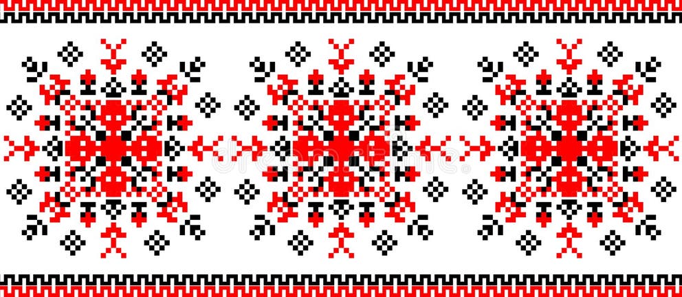 Repeating Cross-stitch Embroidered Folk Vector Border Stock Vector ...