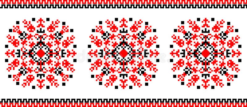 Repeating Cross-stitch Embroidered Folk Vector Border Stock Vector ...