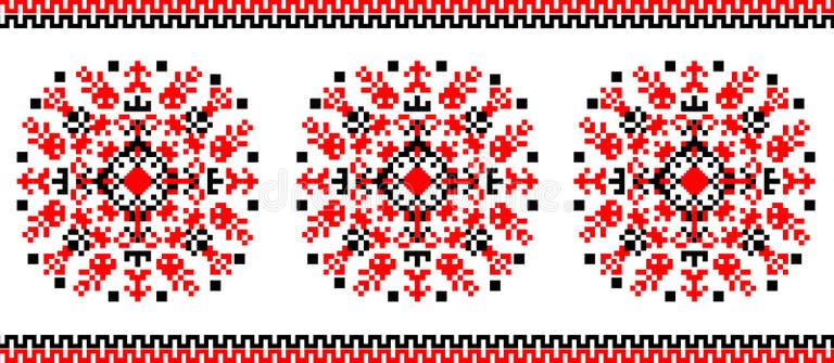 Repeating Cross-stitch Embroidered Folk Vector Border Stock Vector ...