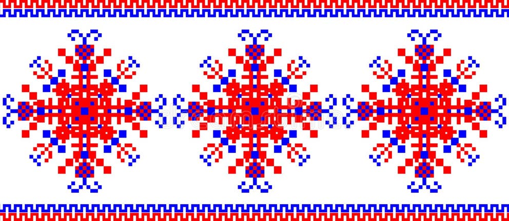 Repeating Cross-stitch Embroidered Folk Vector Border Stock Vector ...