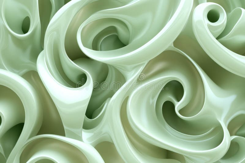 Repeating Curve Patterns in Light Green, Flowing Gracefully with Soft ...