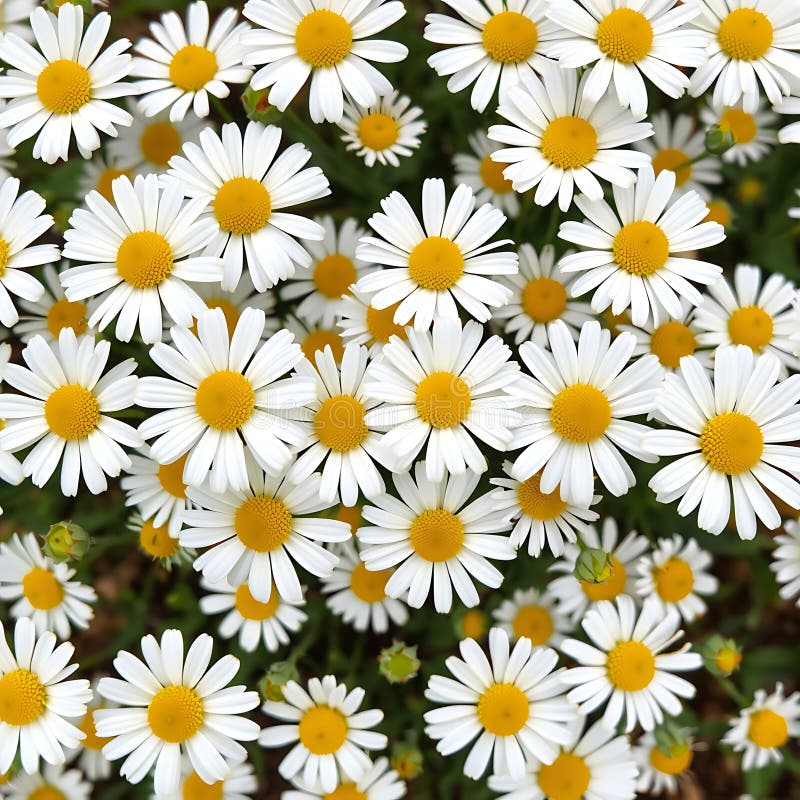 A Repeating Daisy Chain Texture with Bright White Flowers and Sunny ...