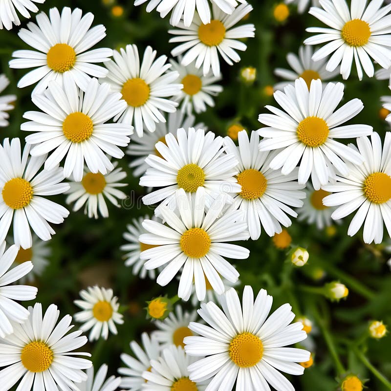 A Repeating Daisy Chain Texture with Bright White Flowers and Sunny ...