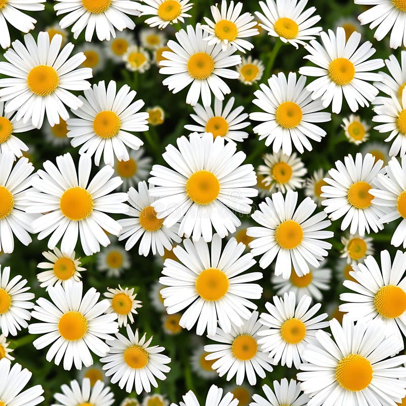 A Repeating Daisy Chain Texture with Bright White Flowers and Sunny ...