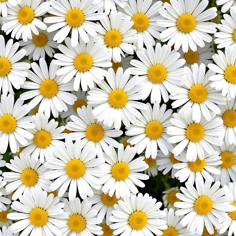 A Repeating Daisy Chain Texture with Bright White Flowers and Sunny ...
