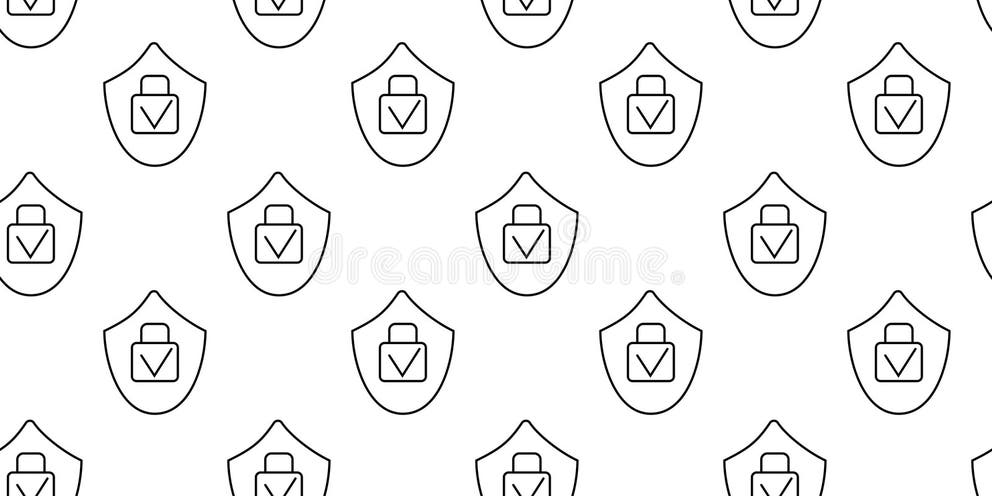 Pattern of Outlined Shields and Briefcases in a Minimalist Design on a ...