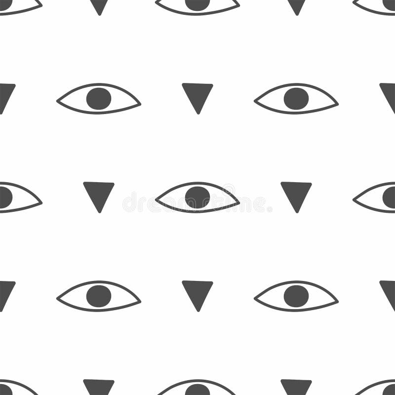 Repeating Eye and Triangle Drawn by Hand. Simple Seamless Pattern Stock ...