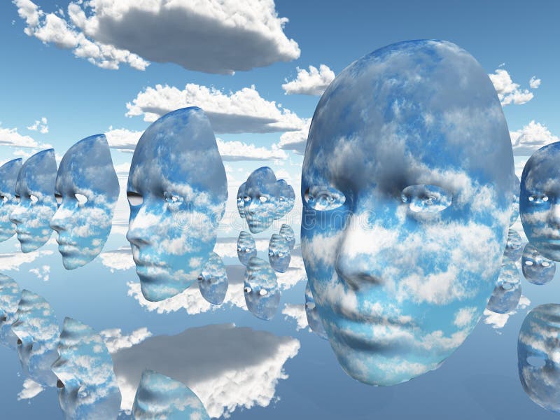 Repeating faces of clouds stock illustration. Illustration of creative ...