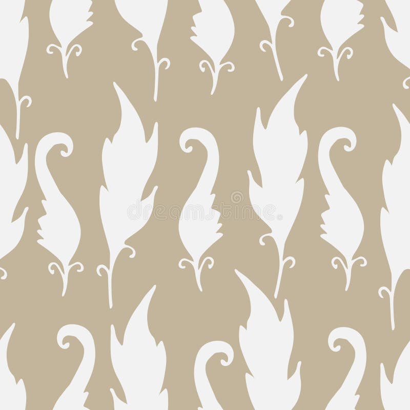 Repeating Floral and Feather Pattern. Seamless Texture with Leaves ...