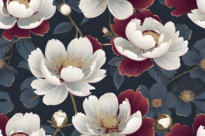 A Seamless Pattern of Japanese Floral Kimono Design. Stock Illustration ...