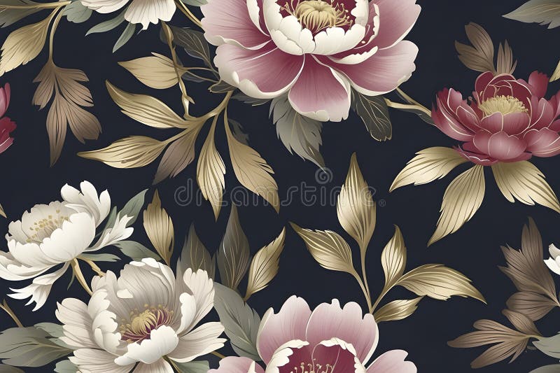 A Seamless Pattern of Japanese Floral Kimono Design. Stock Illustration ...