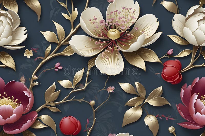 A Seamless Pattern of Japanese Floral Kimono Design. Stock Illustration ...