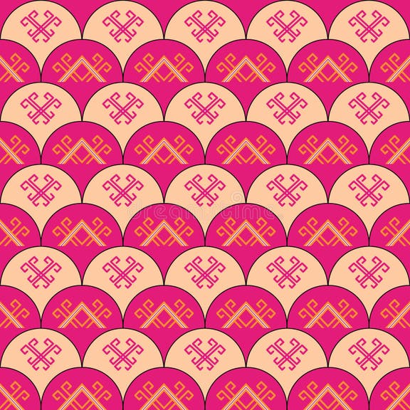 Repeating Geometric Pattern with Semicircles in a Pink and Peach Color ...