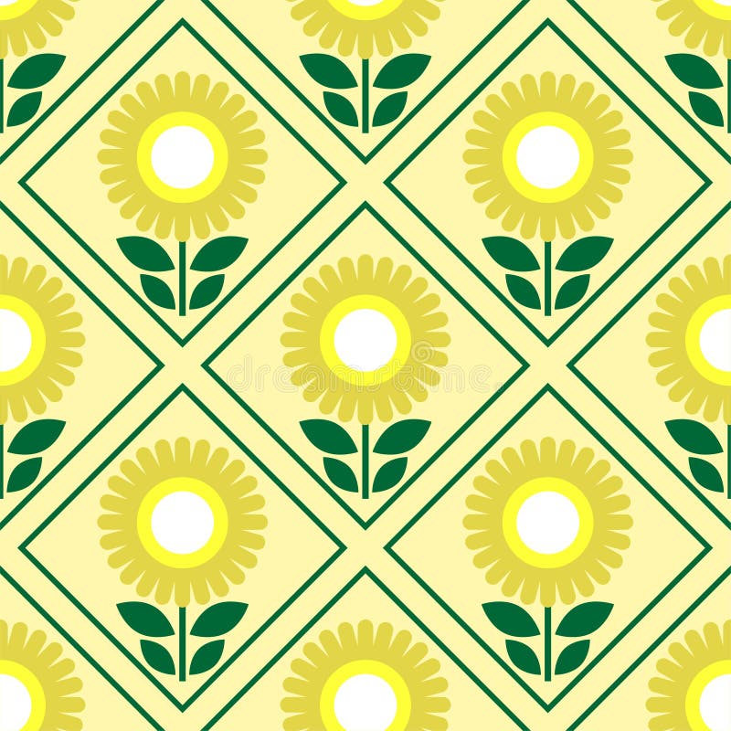 Repeating Graphic Sunflower Pattern Design Stock Vector - Illustration ...