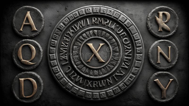 Seamless Pattern of Ancient Sigils and Latin Inscriptions with Glowing ...