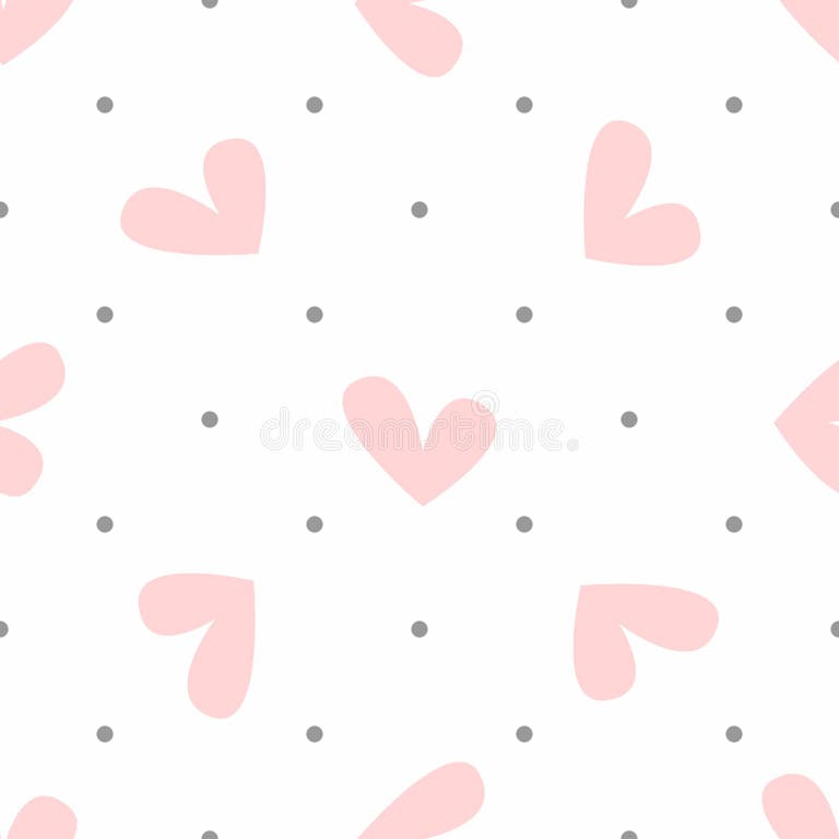 Repeating Heart and Polka Dot. Cute Pastel Seamless Pattern Stock ...