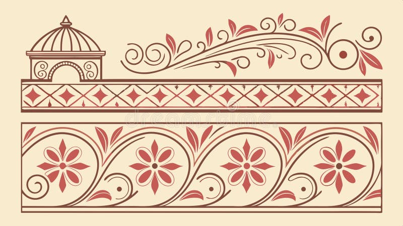 Repeating Horizontal Pattern Border with Floral and Geometric Motifs ...