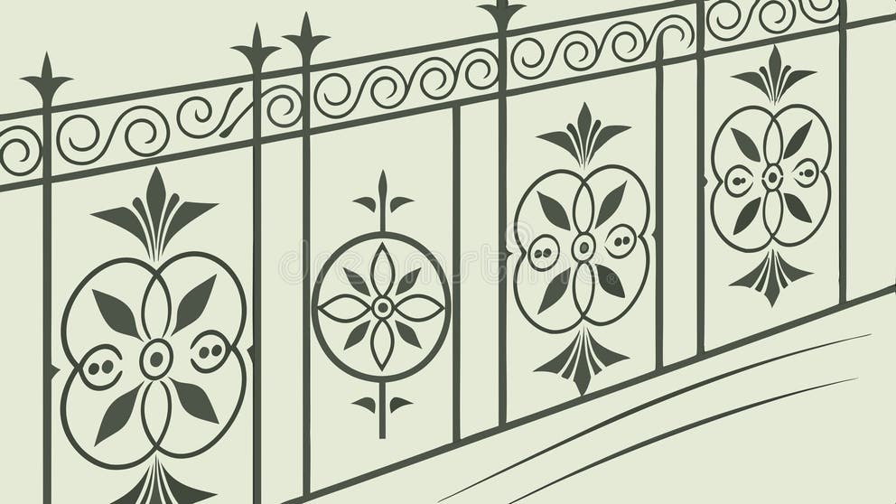 Repeating Ornate Fence Pattern Decorative Metal Railing Vector Design ...