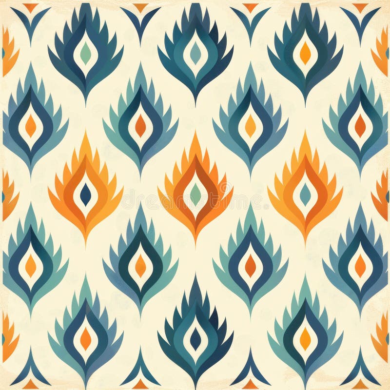 Abstract Vintage S-Shaped Pattern in Blue and Orange Stock Illustration ...