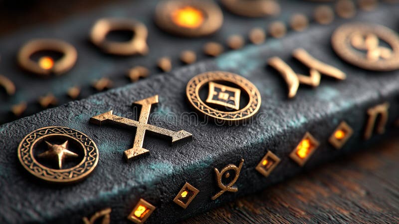 Seamless Pattern of Arcane Runes and Bone Segments Etched into Aged ...